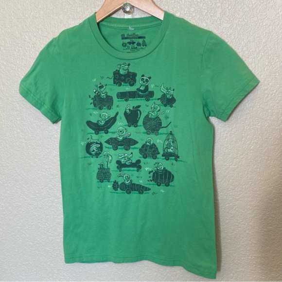 Tops | Threadless Critter Cars Tshirt Green Novelty Print Medium ...